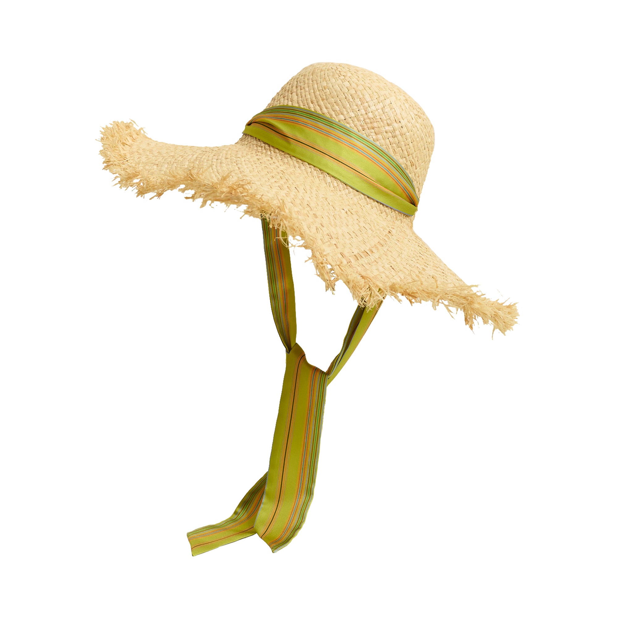 "Frida's Garden" Straw Sun Hat | Beach Hat with Ribbon Tie - Green