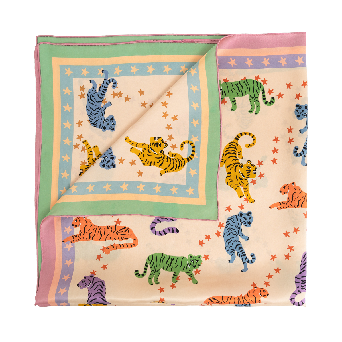 "Neon Tigers" Large Silk Scarf | Silk Head Wrap | Hair Scarf – LOST PATTERN