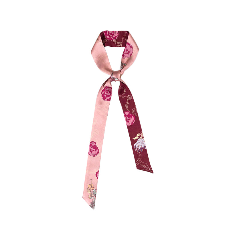 "Dream Hunter" Silk Skinny Scarf - Ruby Red