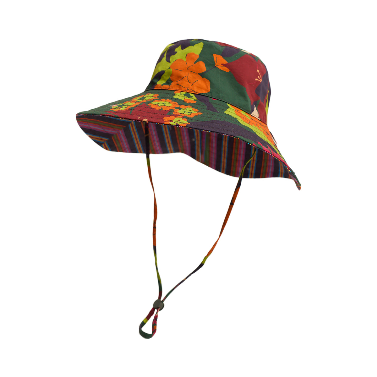 FRIDA x LOST PATTERN "Frida's Garden" Cotton Reversible Sun Hat - Gree